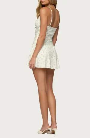 EDIKTED Lushia Floral Ruched Mini Dress