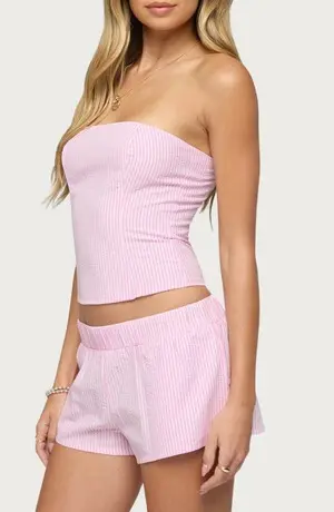 EDIKTED Amaliah Stripe Strapless Corset Top