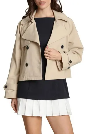 Avec Les Filles Double Breasted Cropped Trench Coat