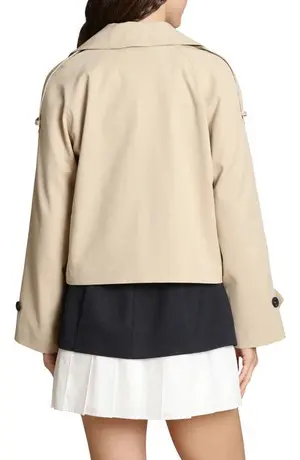 Avec Les Filles Double Breasted Cropped Trench Coat