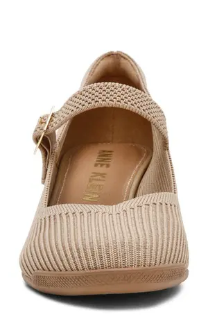 Anne Klein Trixie Wedge Mary Jane Pump - Tan Knit