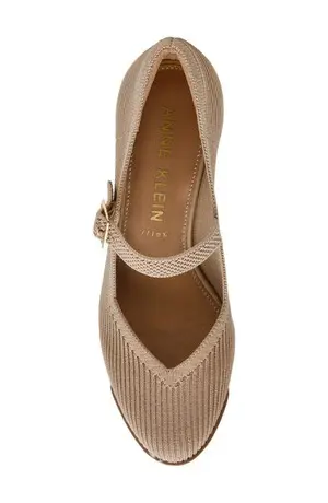 Anne Klein Trixie Wedge Mary Jane Pump - Tan Knit
