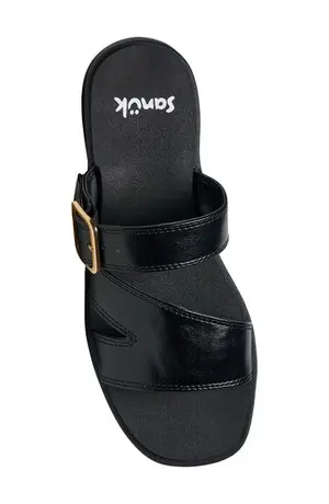 Sanuk Two-strap Sandal With Buckle Hardware - Black