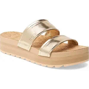 Sanuk Platform Two-strap Sandals - Gold