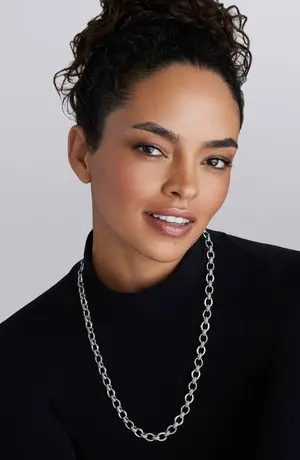 Lagos Signature Caviar Sterling Fluted Oval Link Necklace