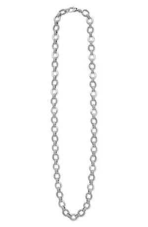 Lagos Signature Caviar Sterling Fluted Oval Link Necklace