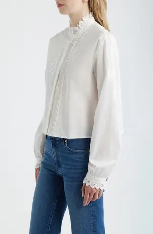 FRAME Lace & Pintuck Shirt