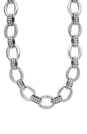 Lagos Signature Caviar Sterling Link Necklace - Silver