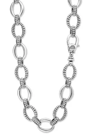 Lagos Signature Caviar Sterling Link Necklace