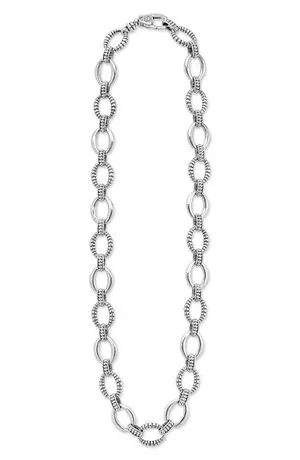 Lagos Signature Caviar Sterling Link Necklace