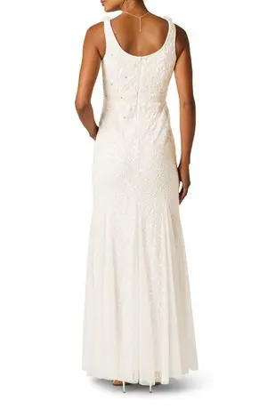 Adrianna Papell Beaded Godet Mermaid Gown