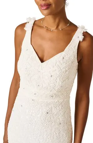 Adrianna Papell Beaded Godet Mermaid Gown