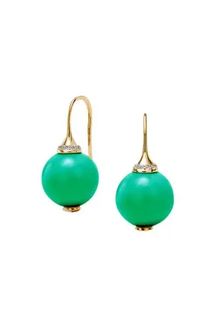 SYNA JEWELS 18k Yellow Gold And Diamond Drop Earrings - Chrysoprase