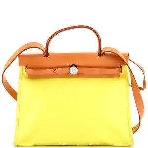 Hermès Herbag Zip Berline Vache Canvas And Leather 31 - Yellow