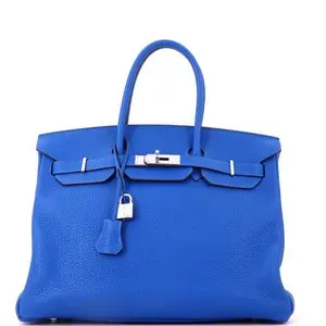 Hermès Birkin Handbag Clemence With Palladium Hardware 35 - Blue