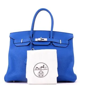 Hermès Birkin Handbag Clemence With Palladium Hardware 35 - Blue