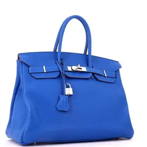 Hermès Birkin Handbag Clemence With Palladium Hardware 35 - Blue