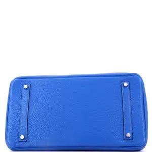 Hermès Birkin Handbag Clemence With Palladium Hardware 35 - Blue