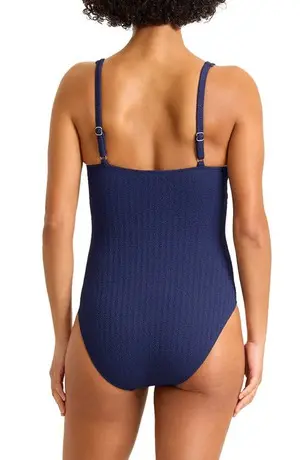 Tommy Bahama One-piece Swimsuit With Gathered Bust And Cut-out Detail - Mare Navy