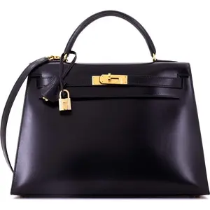 Hermès Kelly Handbag Black Box Calf With Gold Hardware 32