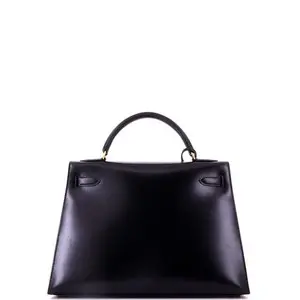 Hermès Kelly Handbag Black Box Calf With Gold Hardware 32