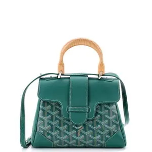 Goyard Structured Saigon Top Handle Bag Coated Canvas With Leather Mini - Green