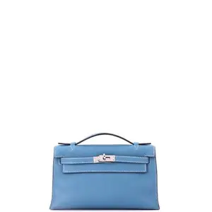 Hermès Kelly Pochette Swift - Blue