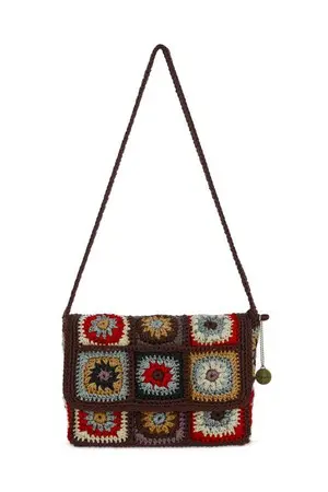 THE SAK Marlow Crochet Flap Shoulder Bag With Embroidered Fish Detail - Walnut Patch