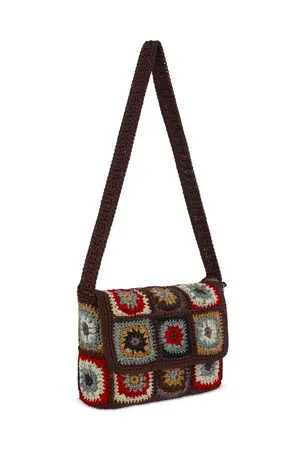 THE SAK Marlow Crochet Flap Shoulder Bag With Embroidered Fish Detail - Walnut Patch