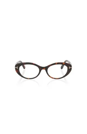 TOM FORD Oval Full Rim Eyeglasses - Tortoise