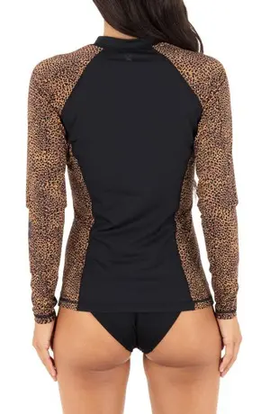 Hurley Soft Spot Zip Front Long Sleeve Rashguard One-piece Swimsuit