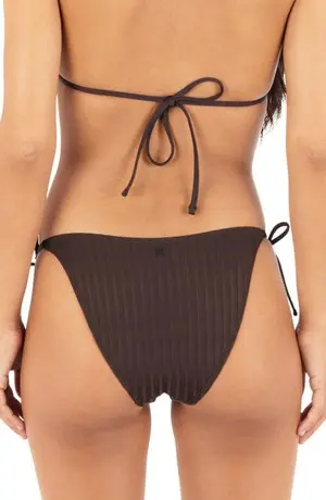 Hurley Rib Side Tie Bikini Bottoms - Mole