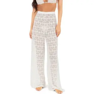 Hurley Open Stitch Wide Leg Cover-up Pants - Egret