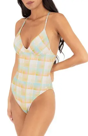 Hurley Plaid Underwire One-piece Swimsuit