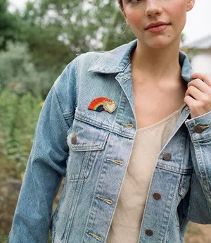 MATR BOOMIE Beaded Rainbow Heart Brooch