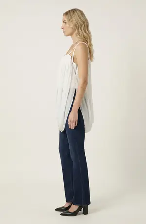 MODENAIRE Draped Sweetheart Chiffon Camisole Top
