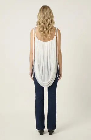 MODENAIRE Draped Sweetheart Chiffon Camisole Top