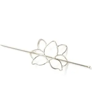 MATR BOOMIE Kairavini Lotus Hair Slide With Stick - Metallic Silver