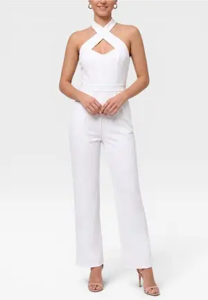 Rachel Rachel Roy Racquel Sleeveless Halter Jumpsuit - Eggshell