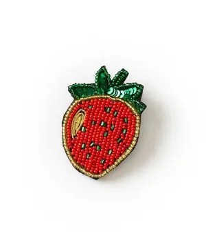 MATR BOOMIE Beaded Strawberry Brooch - Red
