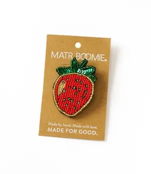 MATR BOOMIE Beaded Strawberry Brooch