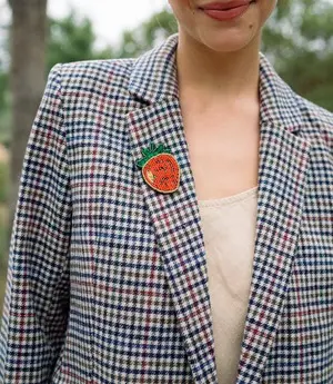 MATR BOOMIE Beaded Strawberry Brooch