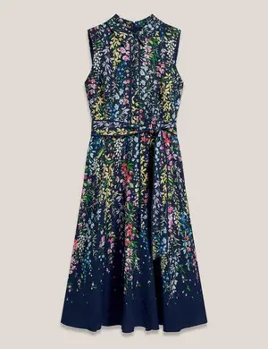 HOBBS LONDON Floral Collared Midi Shirt Dress - Midnightmulti