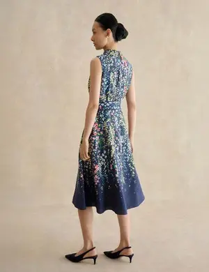HOBBS LONDON Floral Collared Midi Shirt Dress - Midnightmulti