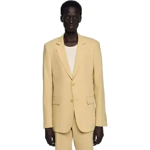 Sandro Classic Linen Suit Jacket - Sand
