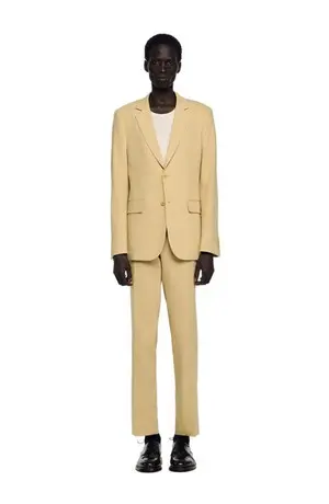 Sandro Classic Linen Suit Jacket - Sand