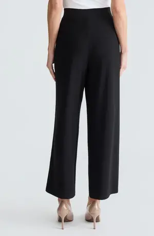 KASPER Wide Leg Pull-on Ankle Pants - Black
