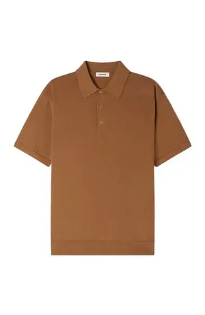 Sandro Cotton And Silk Polo Shirt - Dark Camel