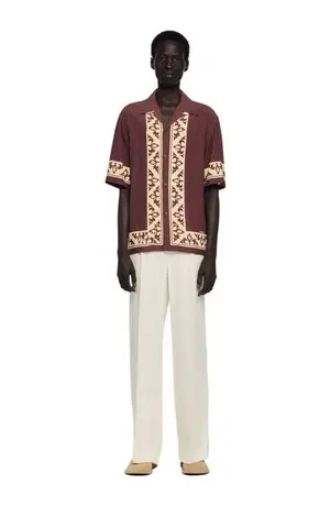 Sandro Contrast Print Loose-fit Shirt - Chocolate