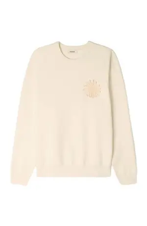Sandro Knit Sweatshirt With Crochet Flower Detail